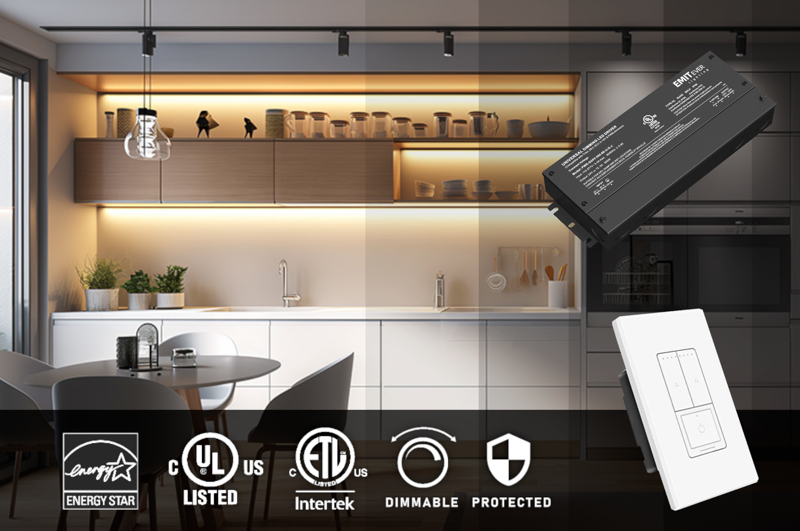 120W Dimmable LED Driver, AC 110V-277V to DC 24V Transformer, 5-in-1 D ...